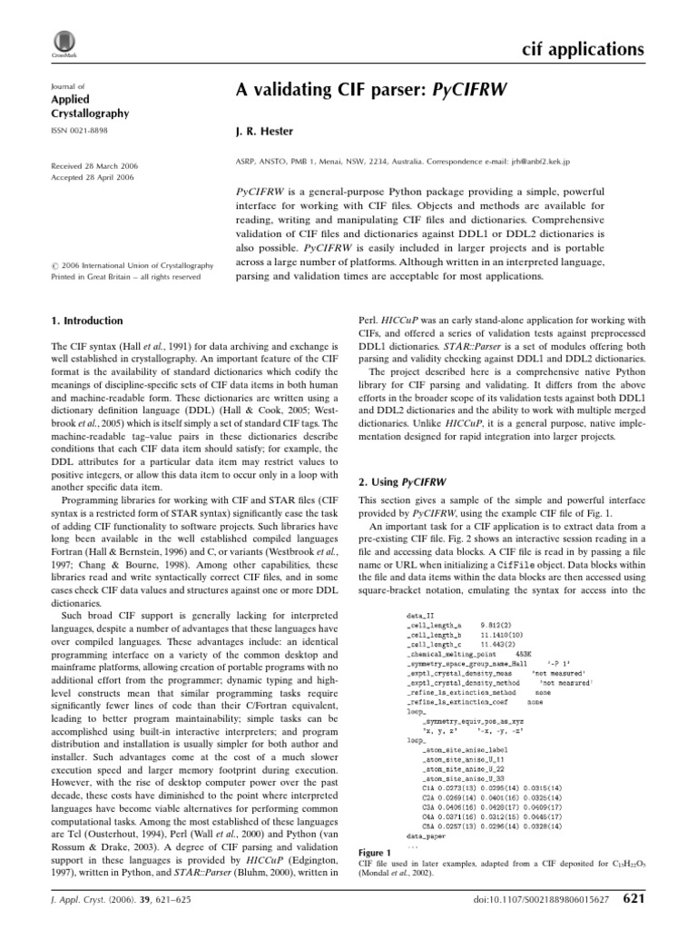 Cif Applications A Validating CIF Parser: Pycifrw | PDF | Parsing | Control Flow