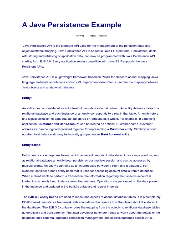A Java Persistence Example | PDF | Enterprise Java Beans | Databases