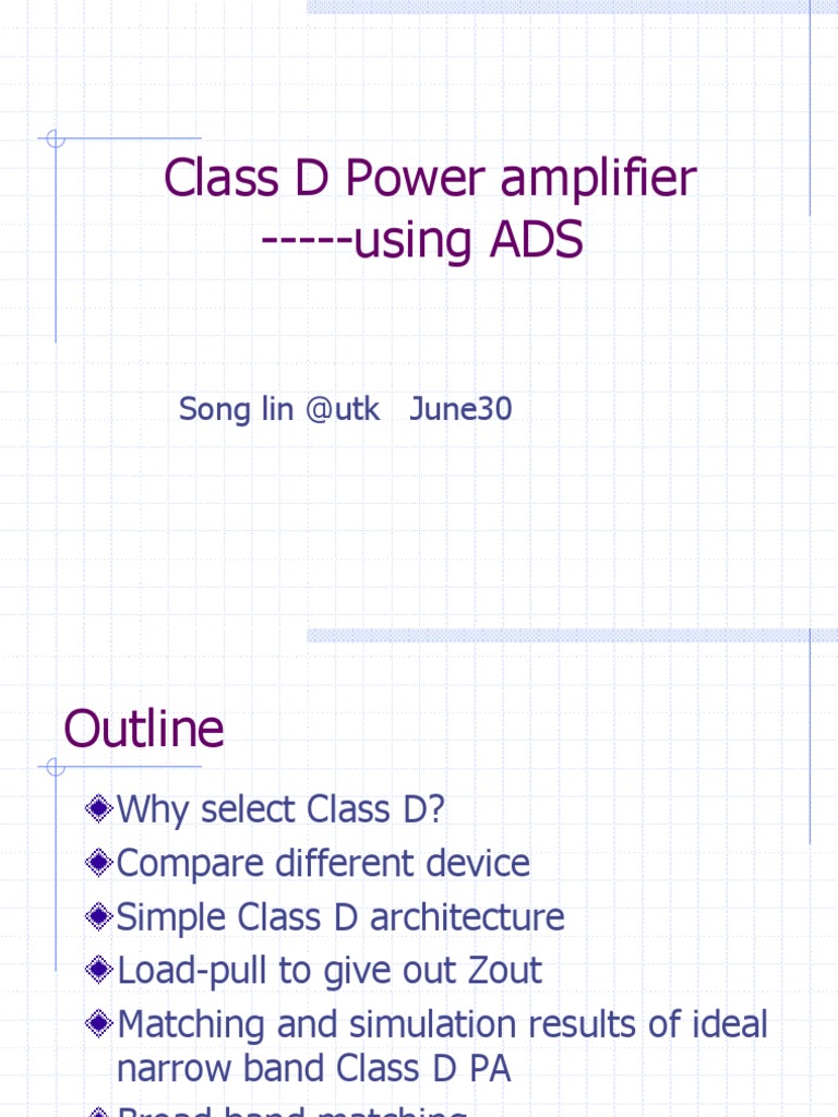 Class D Amplifier Using ADS | PDF | Amplifier | Electronics