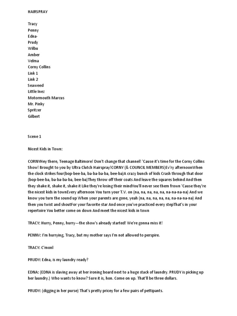 Hairspray Script | PDF | Art
