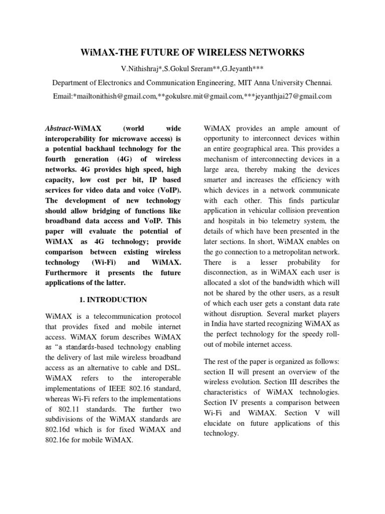 Wimax Abstract | PDF | Wi Max | Internet Access