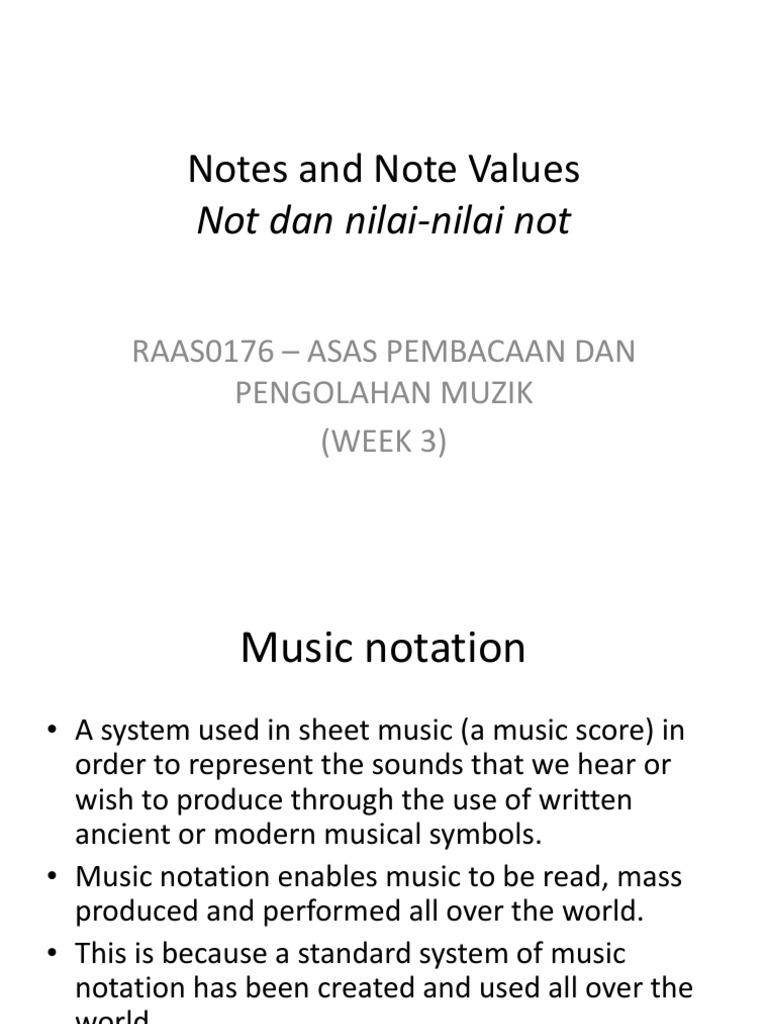 Notes and Note Values: Not Dan Nilai-Nilai Not | PDF