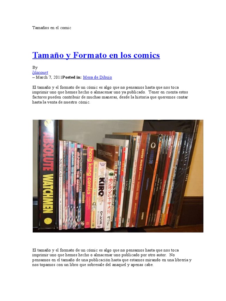Tamaños y Formatos en El Comic | PDF | Cómics | Diseño de comunicacion