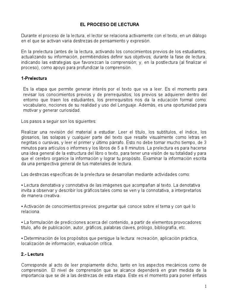 Guía de Lectura: Pre, Durante y Post | PDF | Estudios de idiomas ...