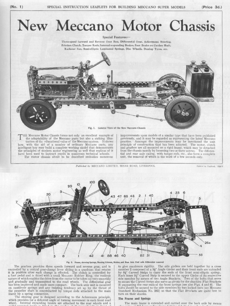 Meccano - SuperModels No 1 - New Motor Chassis (1928) | PDF