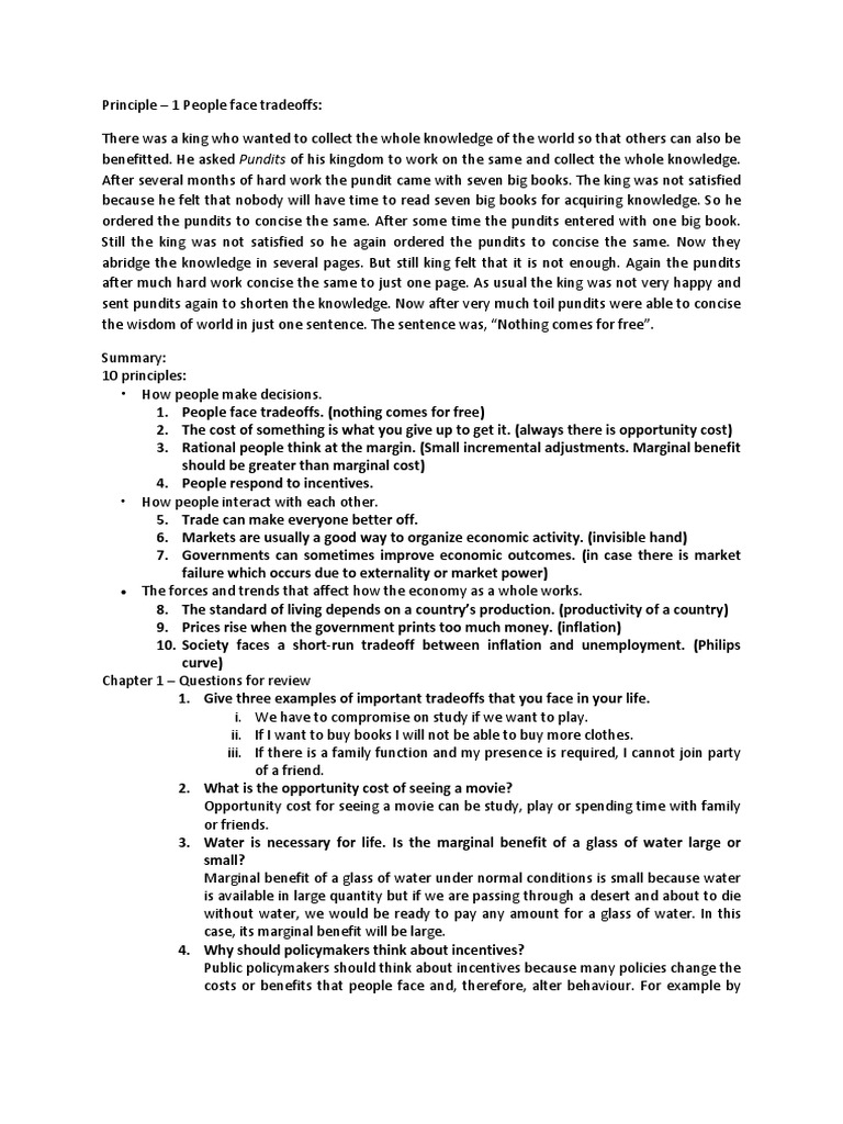 Notes Economics Mankiw CH 1 | PDF | Inflation | Externality