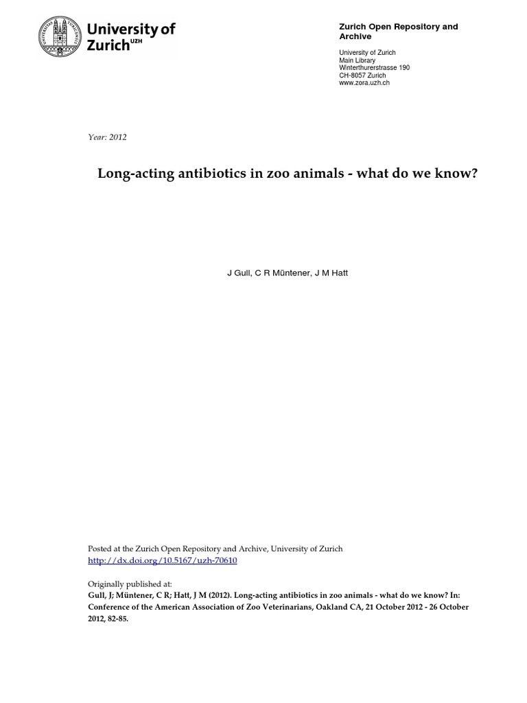 Long-Acting Antibiotics for Zoo Vets | PDF | Veterinary Physician ...
