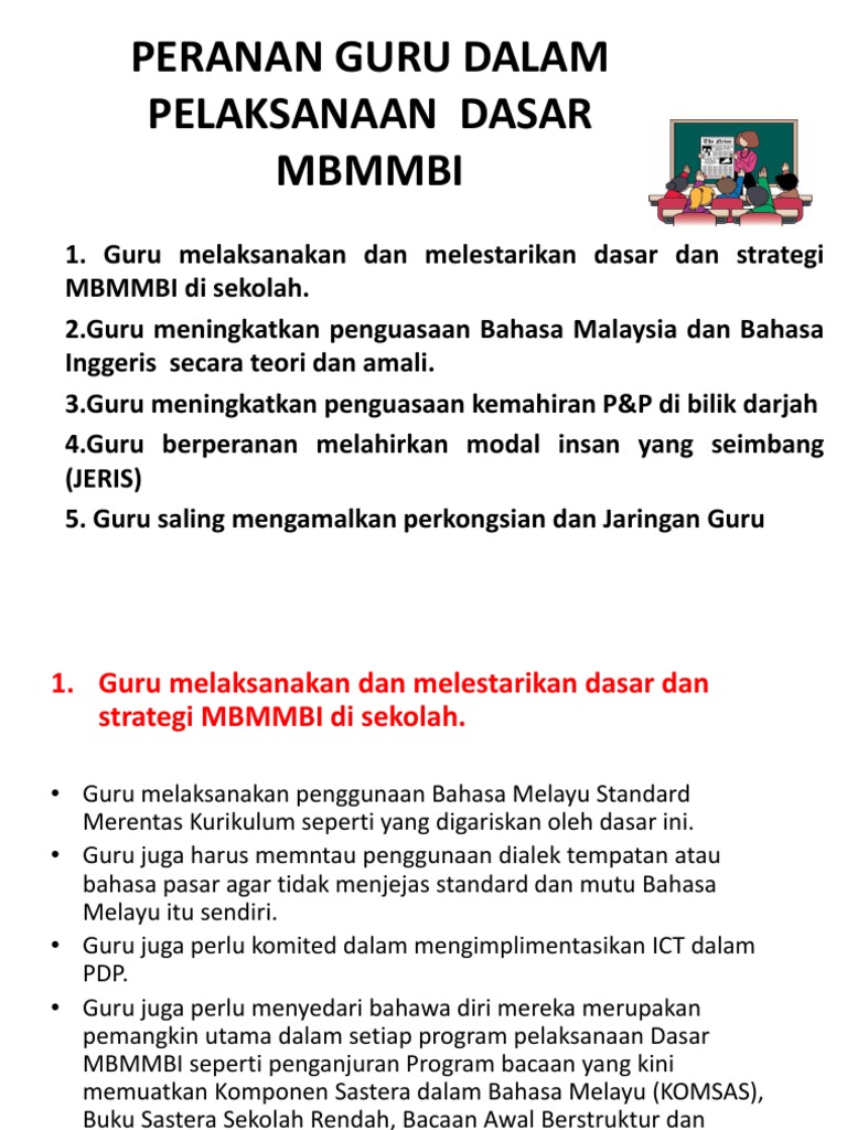 Peranan Guru Dalam Pelaksanaan Dasar Mbmmbi | PDF