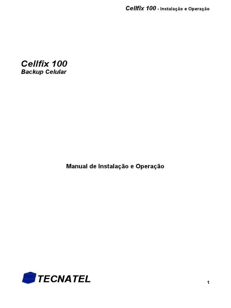 Cellfix 100 Manual de Instalacao e Operacao | PDF | Celulares | Telefone Cellfix 100 Manual de Instalacao e Operacao | PDF | Celulares | Telefone