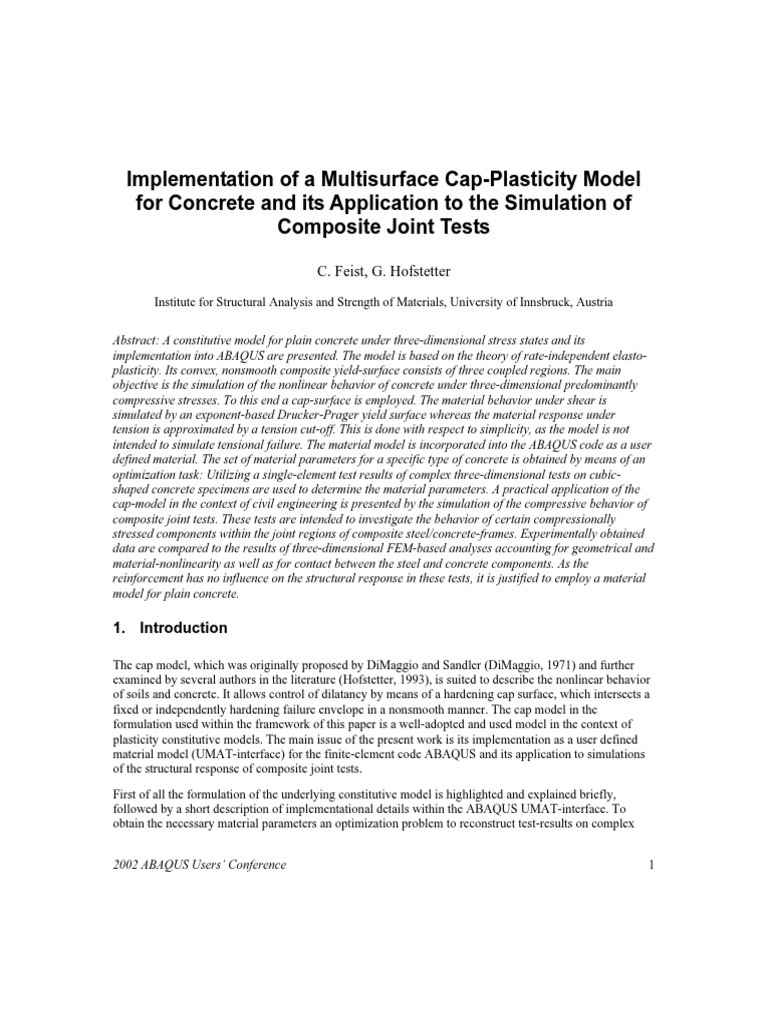 Implementation of A Multisurface Cap-Plasticity Model For Concrete and ...