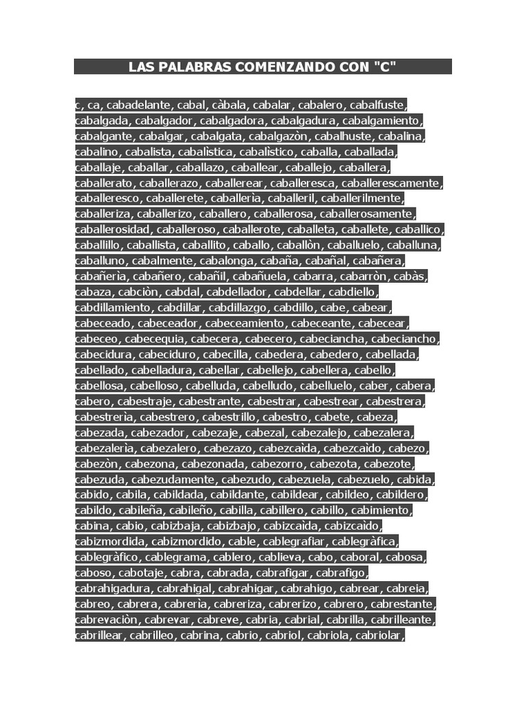Las Palabras Comenzando Con C | PDF | católico romano