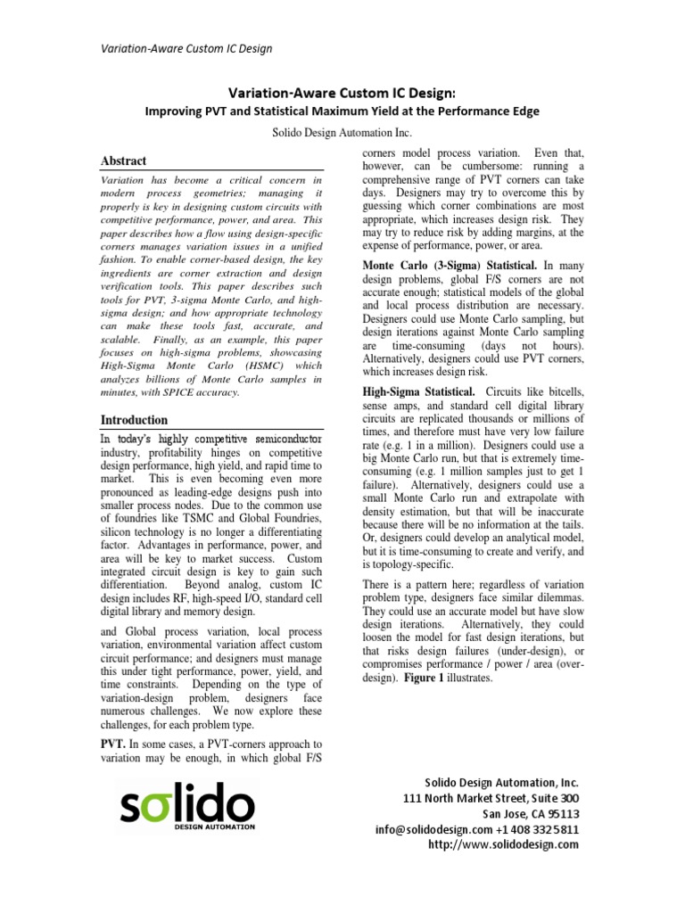 Variation-Aware IC Design Techniques | PDF | Monte Carlo Method ...