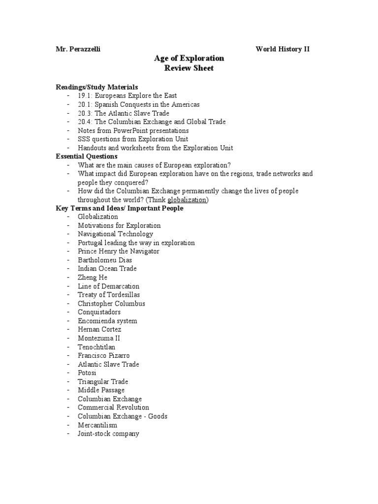 Exploration Review Sheet | PDF | Business