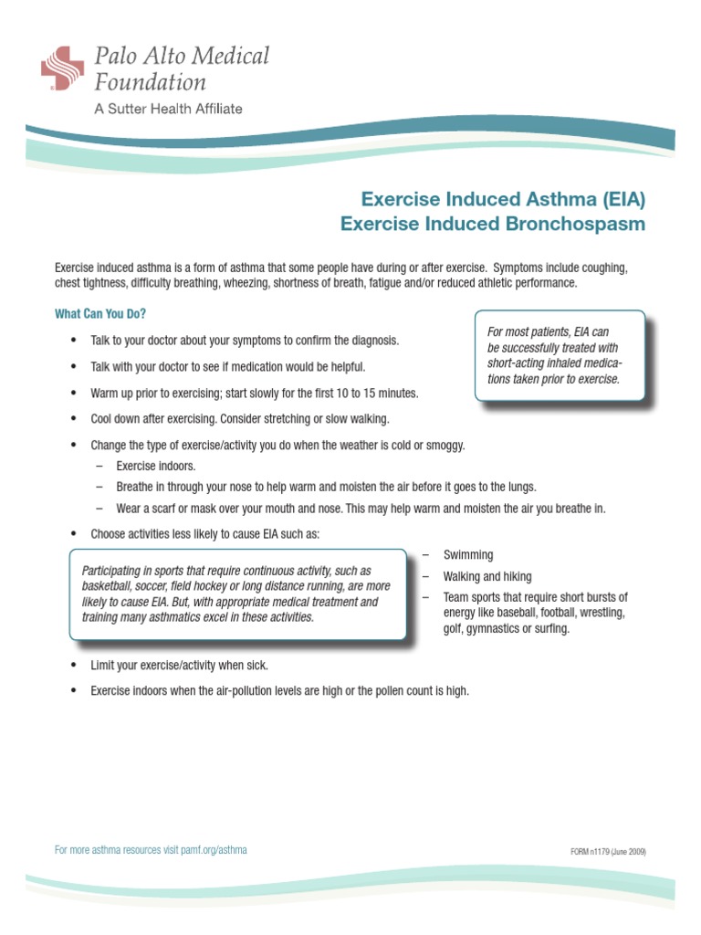 Exercise Induced Asthma (EIA) Exercise Induced Bronchospasm: What Can ...