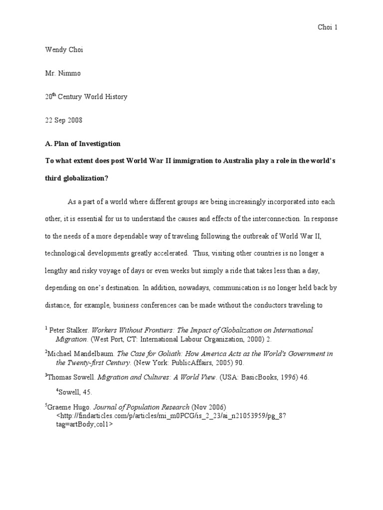 Choi 1 Wendy Choi Mr. Nimmo 20th Century World History | PDF