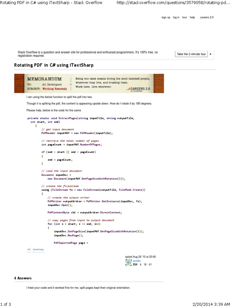Rotating Pdf In C Using Itextsharp Pdf C Sharp Programming Language Digital Technology