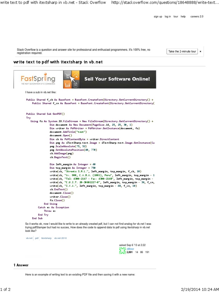Write Text To Pdf With Itextsharp In Portable Document Format
