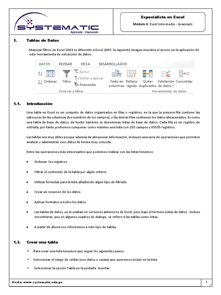 Manual de Excel 2013 - Intermedio-Avanzado | PDF | Tabla (base de datos) | Microsoft Excel