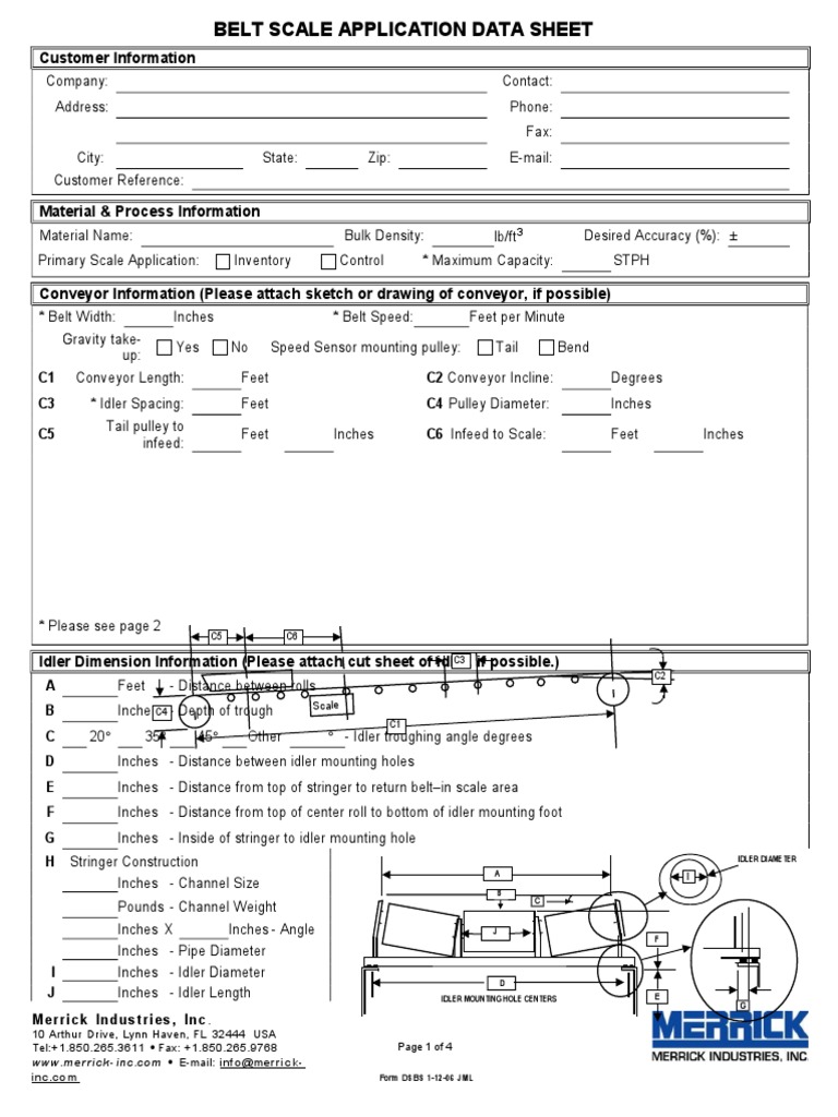 Merrick Belt Scale Data Sheet | Download Free PDF | Equipment ...