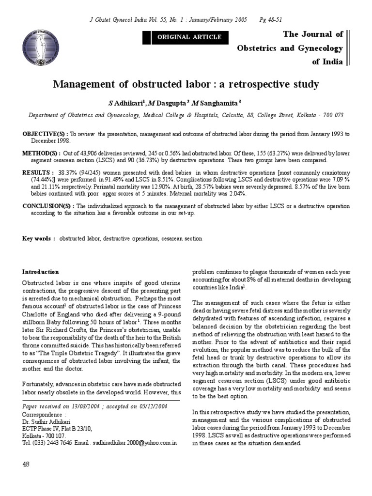 Obstructed Labor | PDF | Caesarean Section | Childbirth