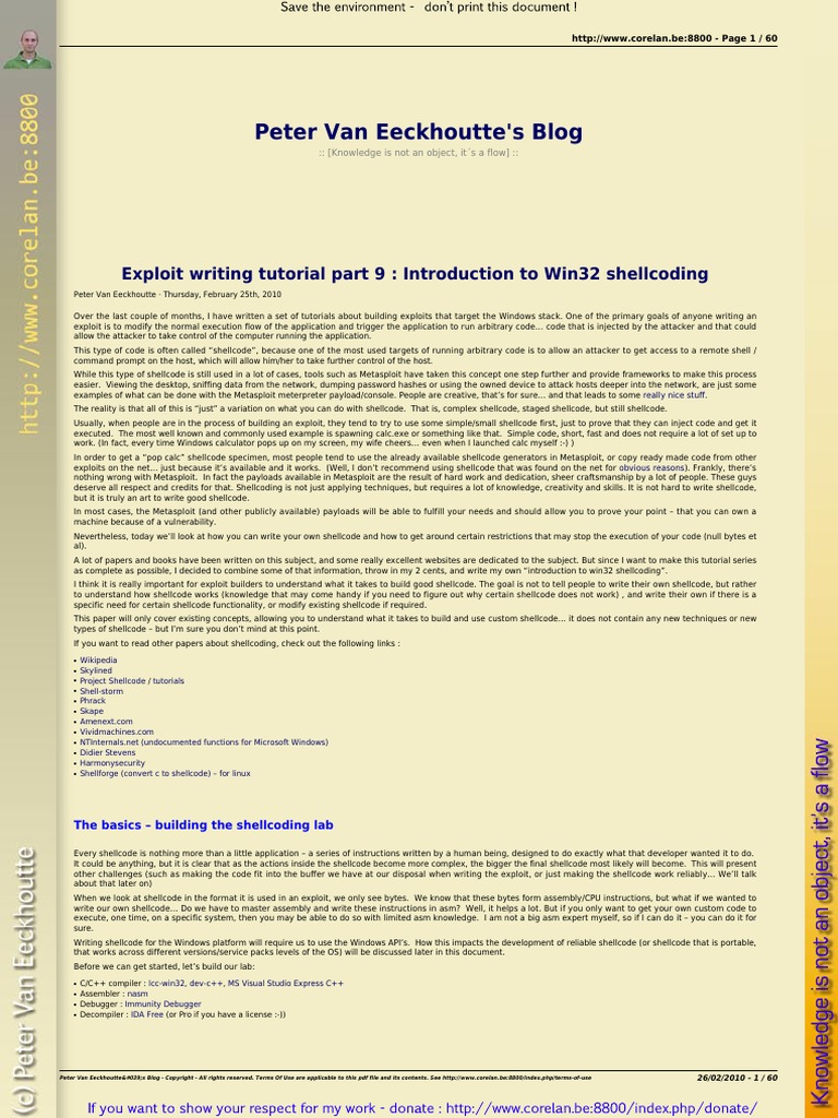 Win32 Shellcoding | PDF | C (Programming Language) | Assembly Language