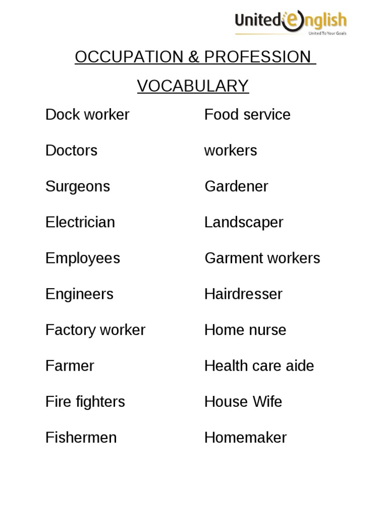 Occupation & Profession Vocabulary 41-60 | PDF | Employment | Labour