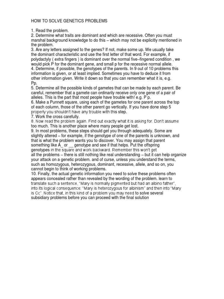 How To Solve Genetics Problems | PDF | Genetics | Biology