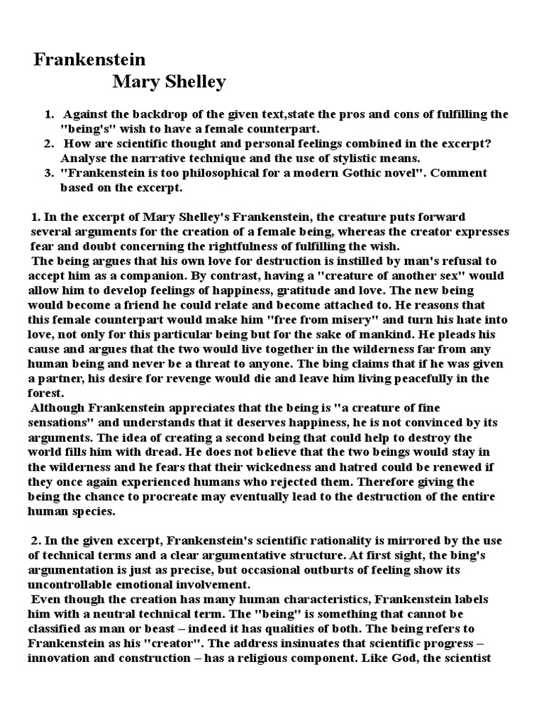 Frankenstein's Ethical Dilemma | PDF | Frankenstein | Mary Shelley