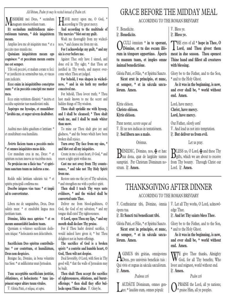 Grace at Meals | PDF | Lord's Prayer | Christian Prayer