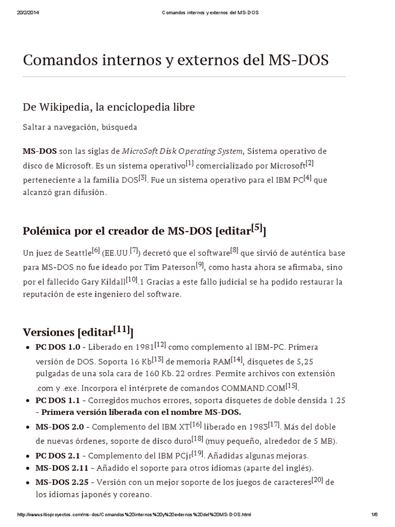 Comandos Internos y Externos Del MS-DOS | PDF | Dos | Archivo de ...