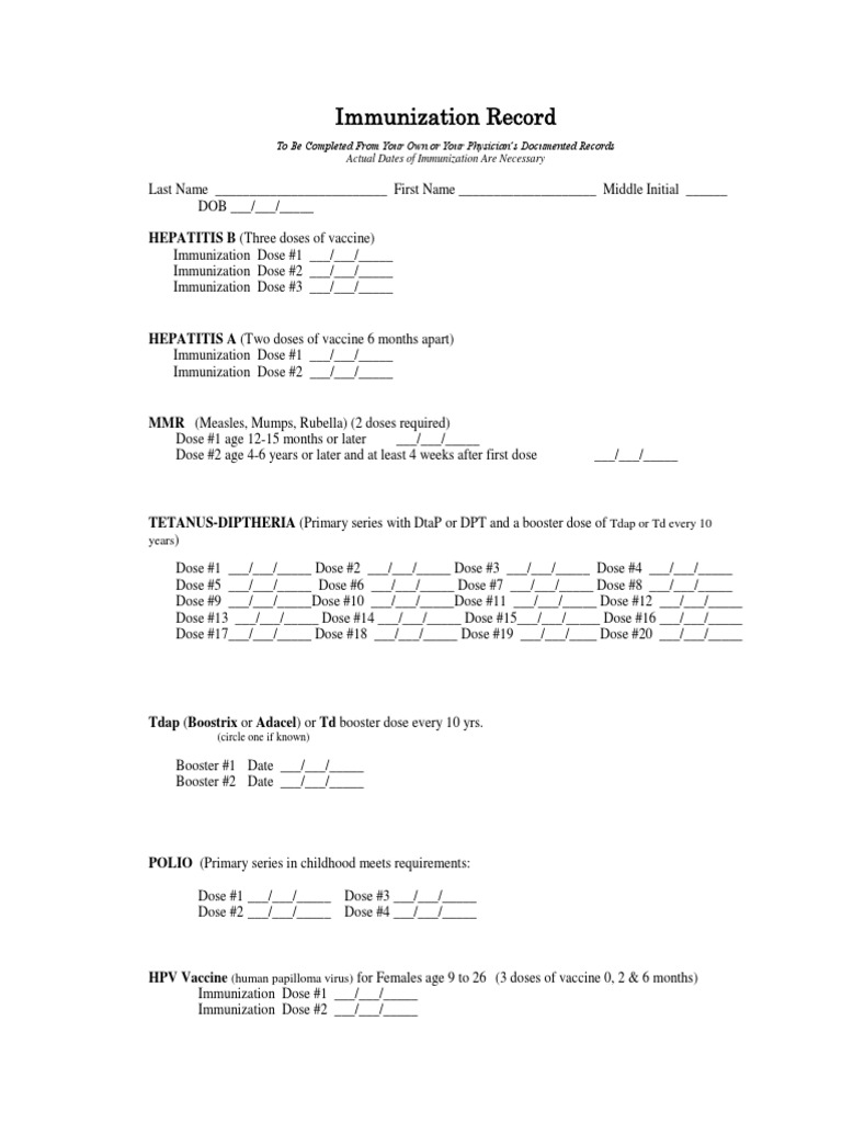 Immunization Record | PDF | Pediatrics | Immunology