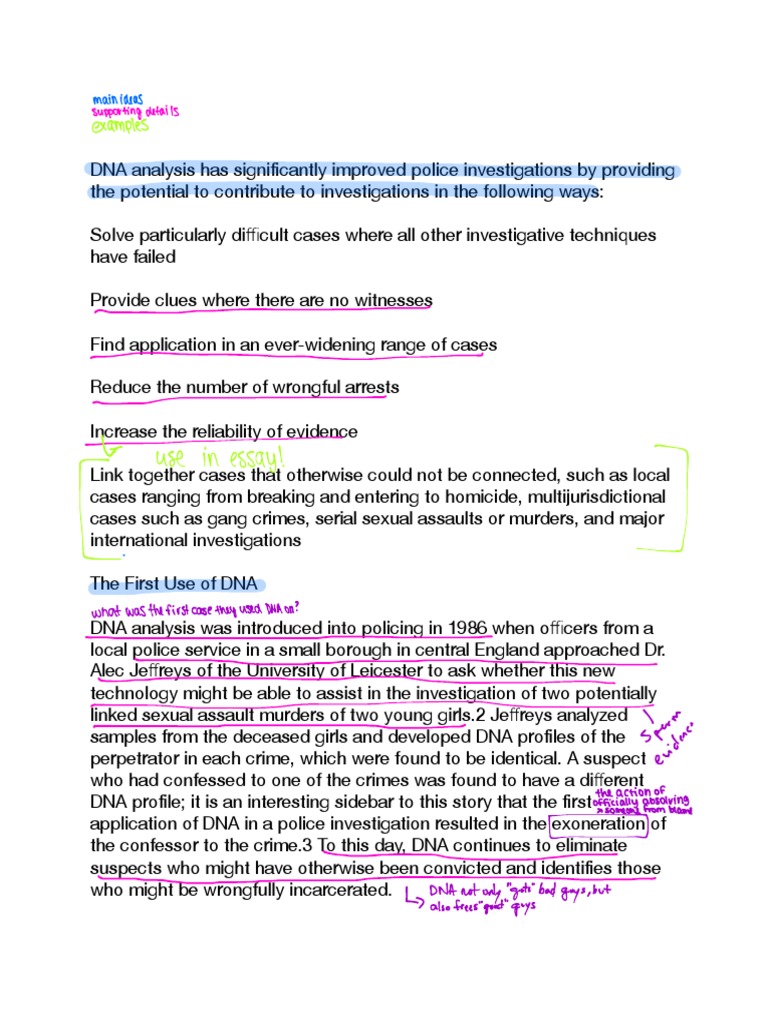 DNA Analysis in Crime Solving | PDF | Dna Profiling | Forensic Science
