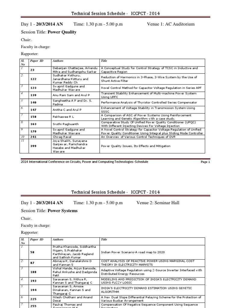 Technical Session Schedule - EEE | PDF | Power Inverter | Power Electronics