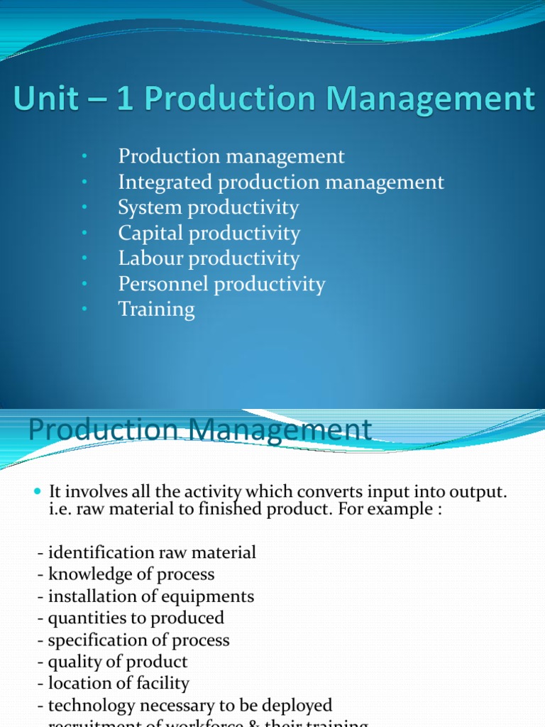 Production Management Integrated Production Management System ...