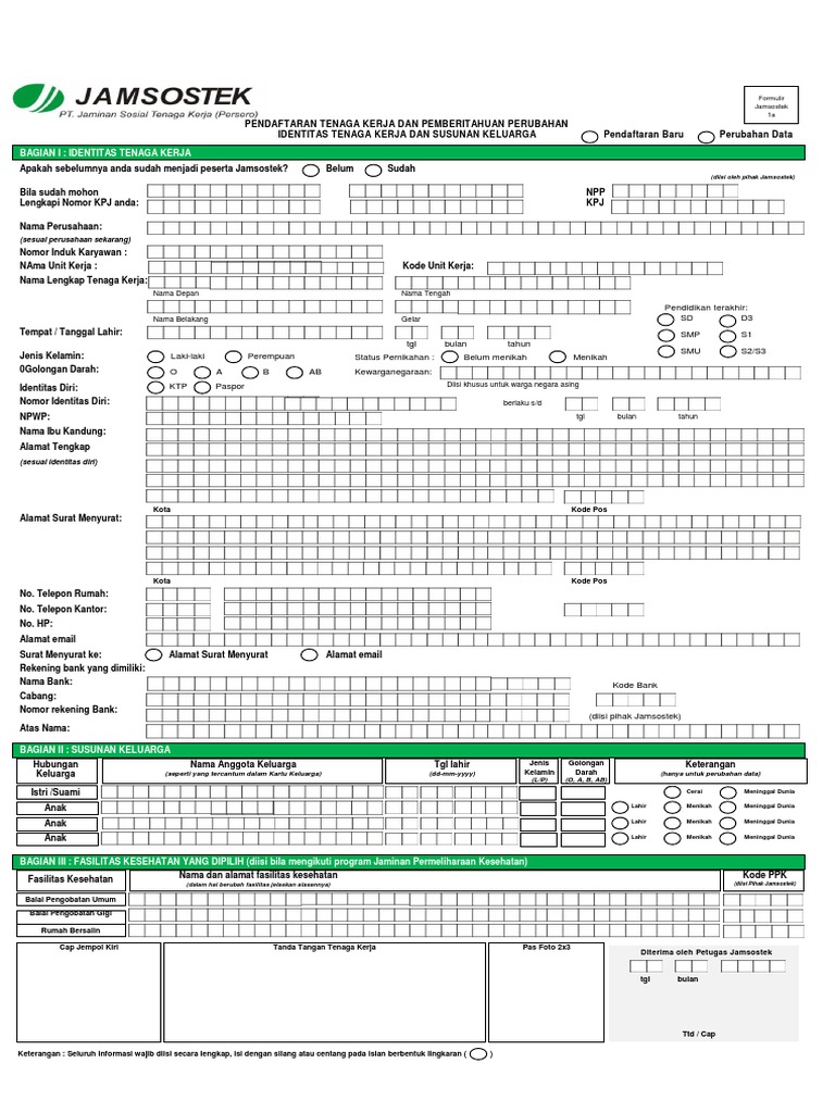 Form Bpjs Tenaker | PDF | Hukum