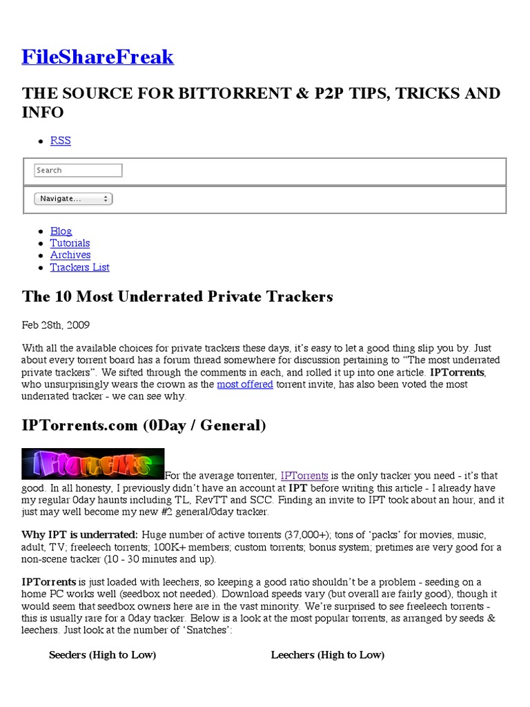 The 10 Most Underrated Private Trackers | PDF | Peer To Peer | Internet ...