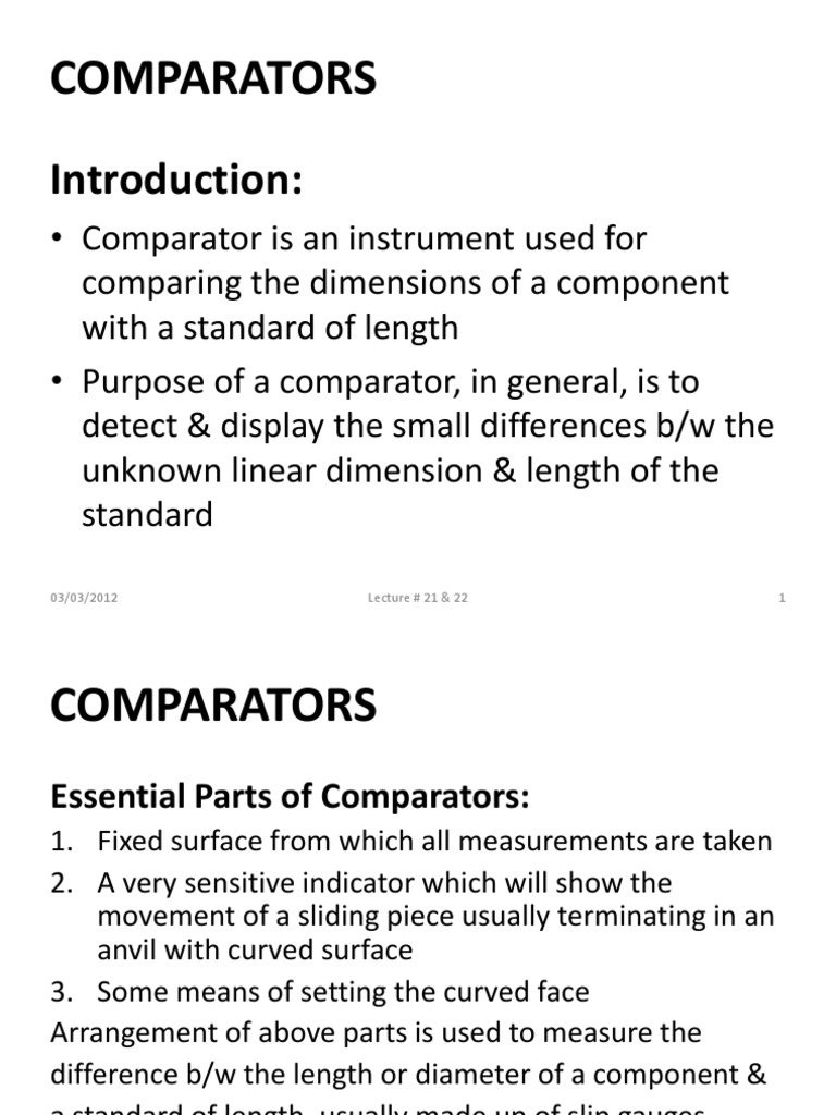 Understanding Comparators in Measurement | PDF | Engineering Tolerance ...