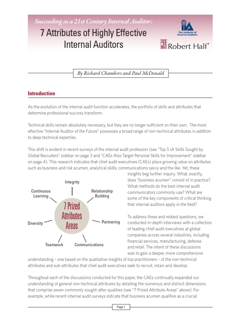 7 Attributes of Highly Effective Internal Auditors | PDF | Internal ...