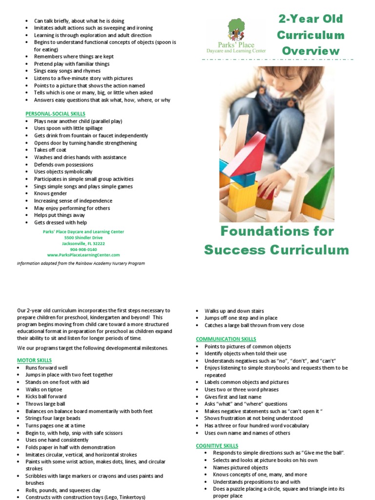 2 Year Old Curriculum Brochure | PDF | Preschool | Cognition