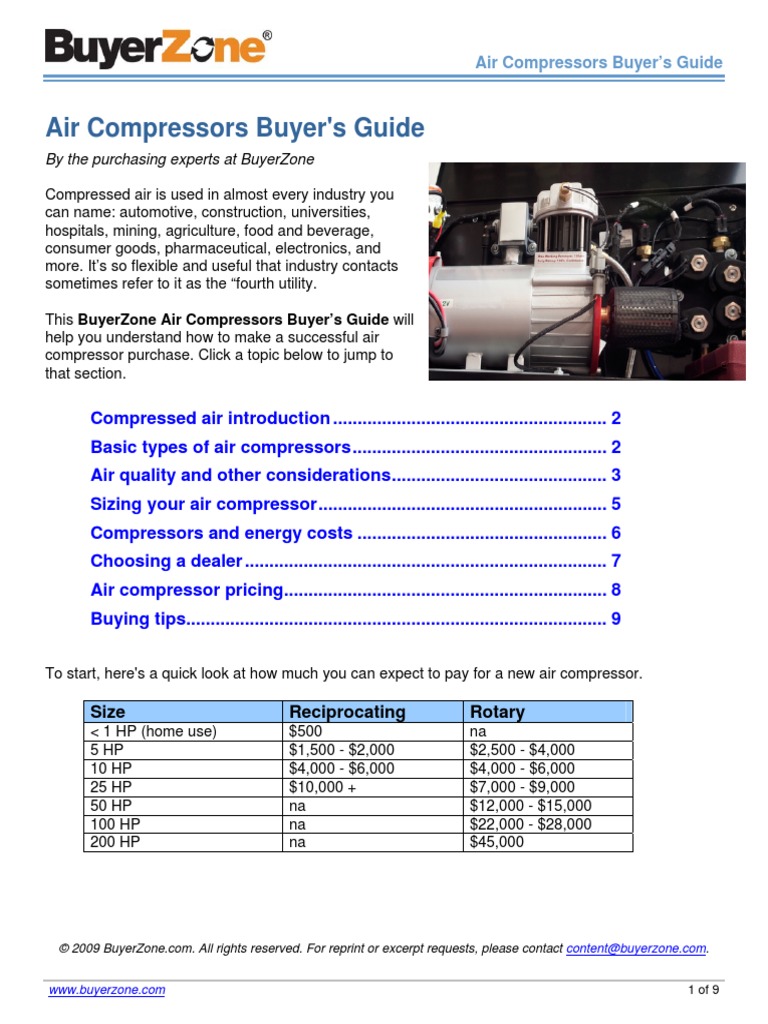 Buyers Guide Air Compressors | PDF | Gas Compressor | Internal ...