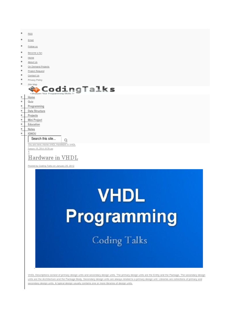 Hardware in VHDL: Search This Site.. | PDF | Vhdl | Computer Programming