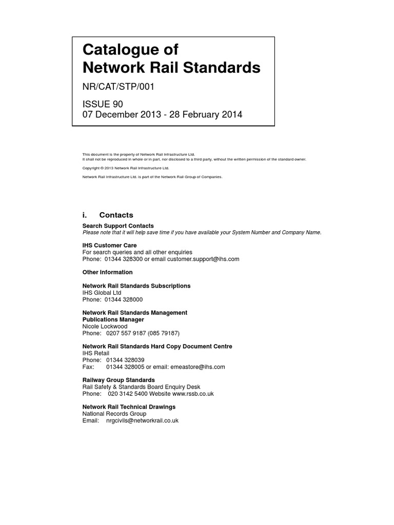 Network Catalogue | PDF | Business Process | Track (Rail Transport)