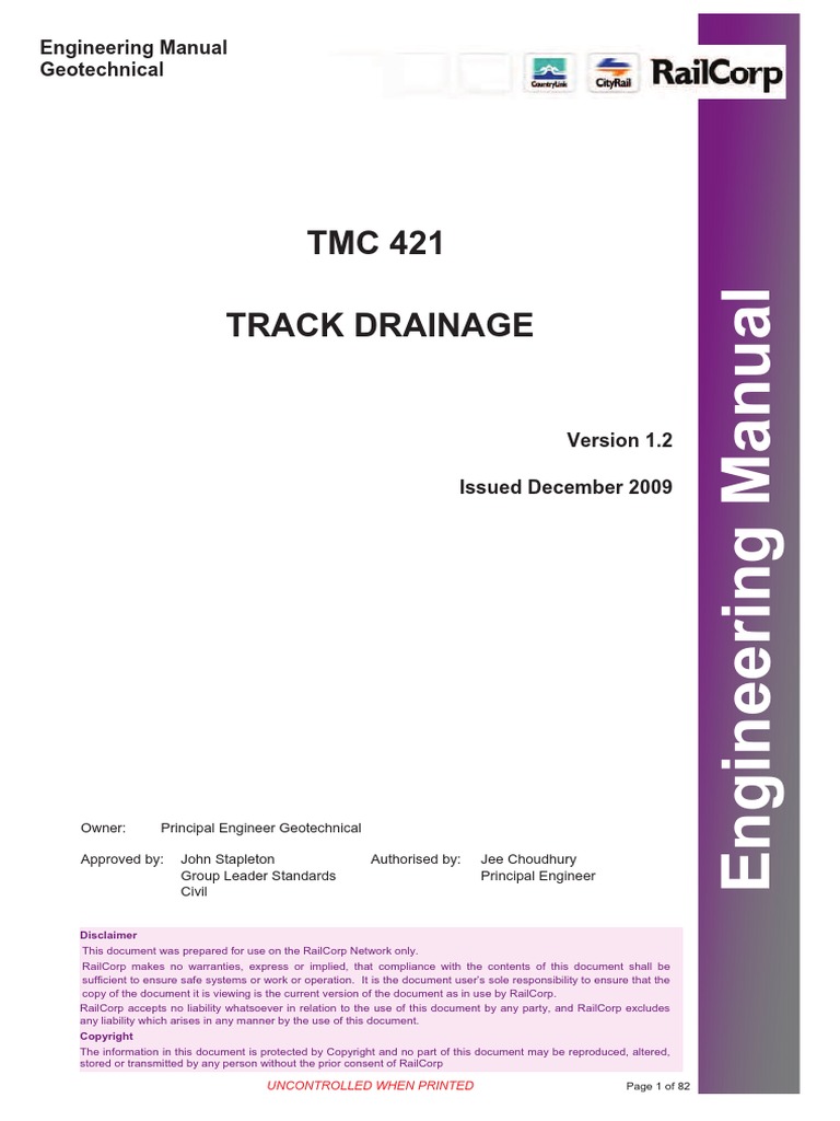 TMC 421 Railcorp Track Drainage | PDF | Drainage | Track (Rail Transport)