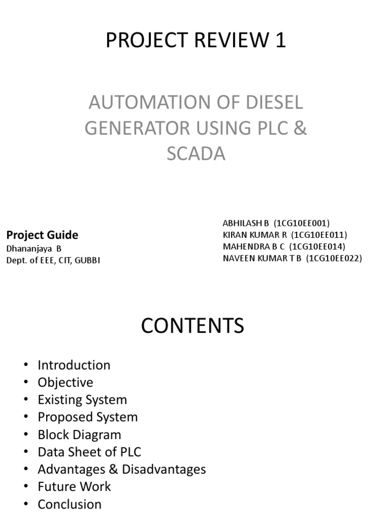 Automation of Diesel Generator Using PLC & Scada | PDF | Programmable ...