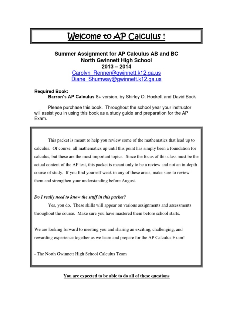 AP Calculus Ab and BC Prerequisite Skills | PDF | Trigonometric ...