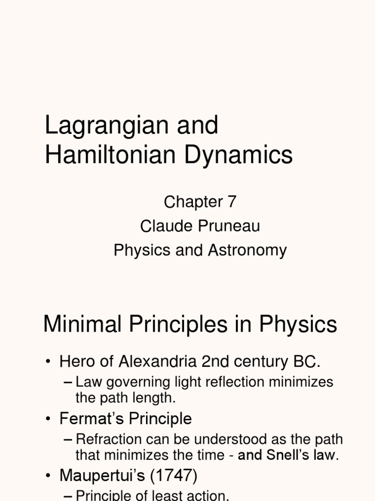 Lagrangian and Hamiltonian Dynamics | PDF | Lagrangian Mechanics | Hamiltonian Mechanics