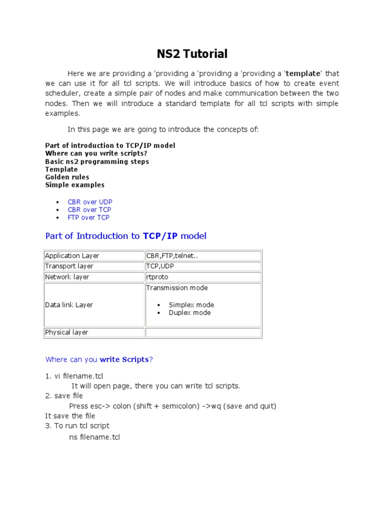 NS2 Documentation | PDF | Internet Protocol Suite | Computer Network