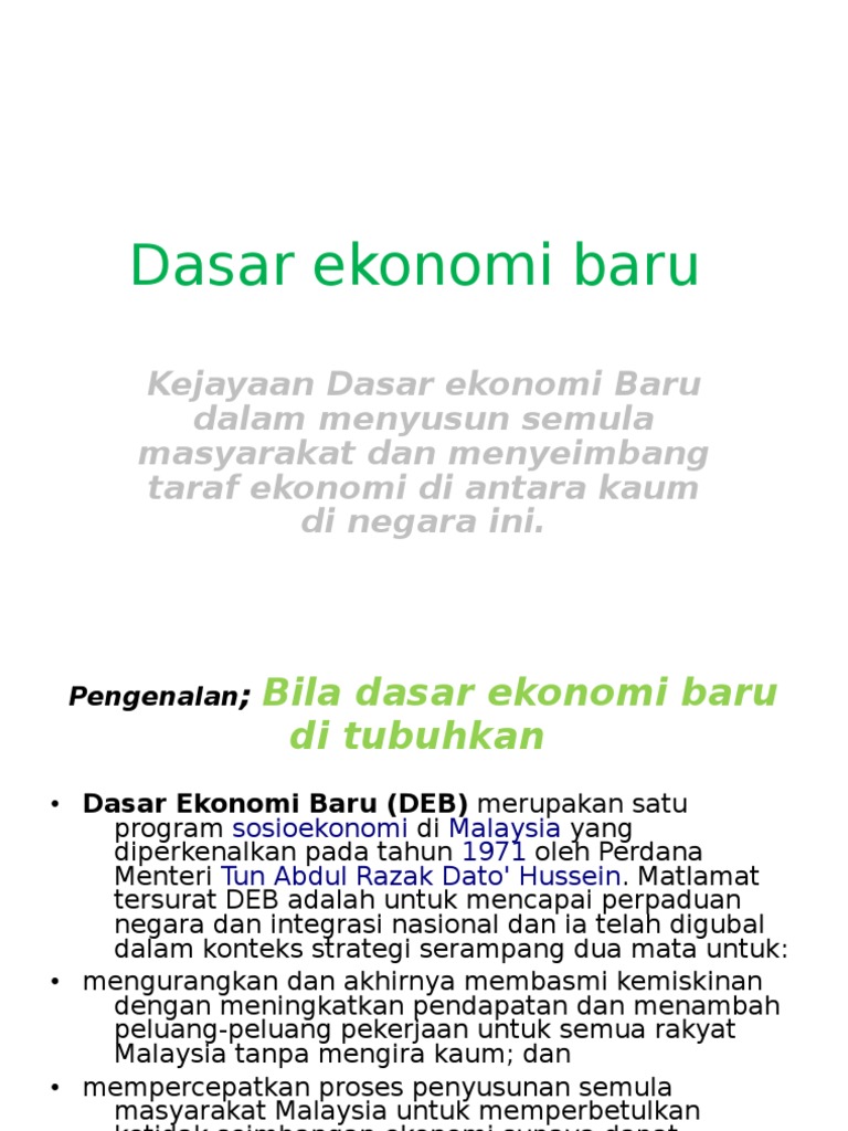 Dasar Ekonomi Baru | PDF