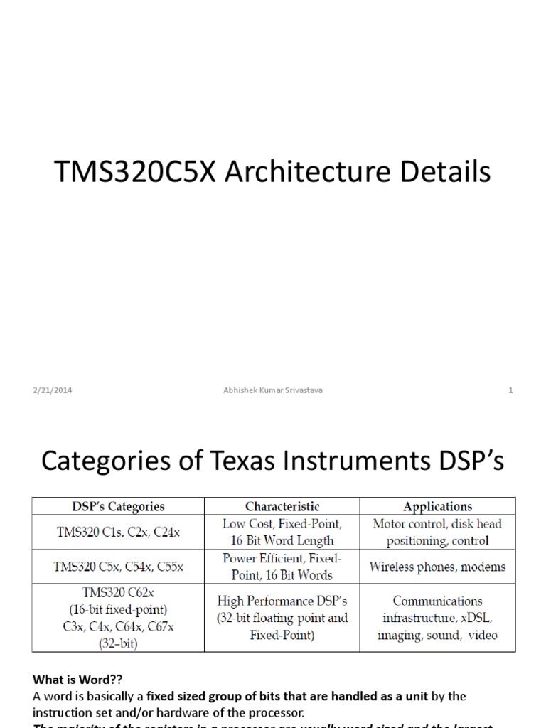 Mylecture Tms320c5x Architecture Pdf Central Processing Unit