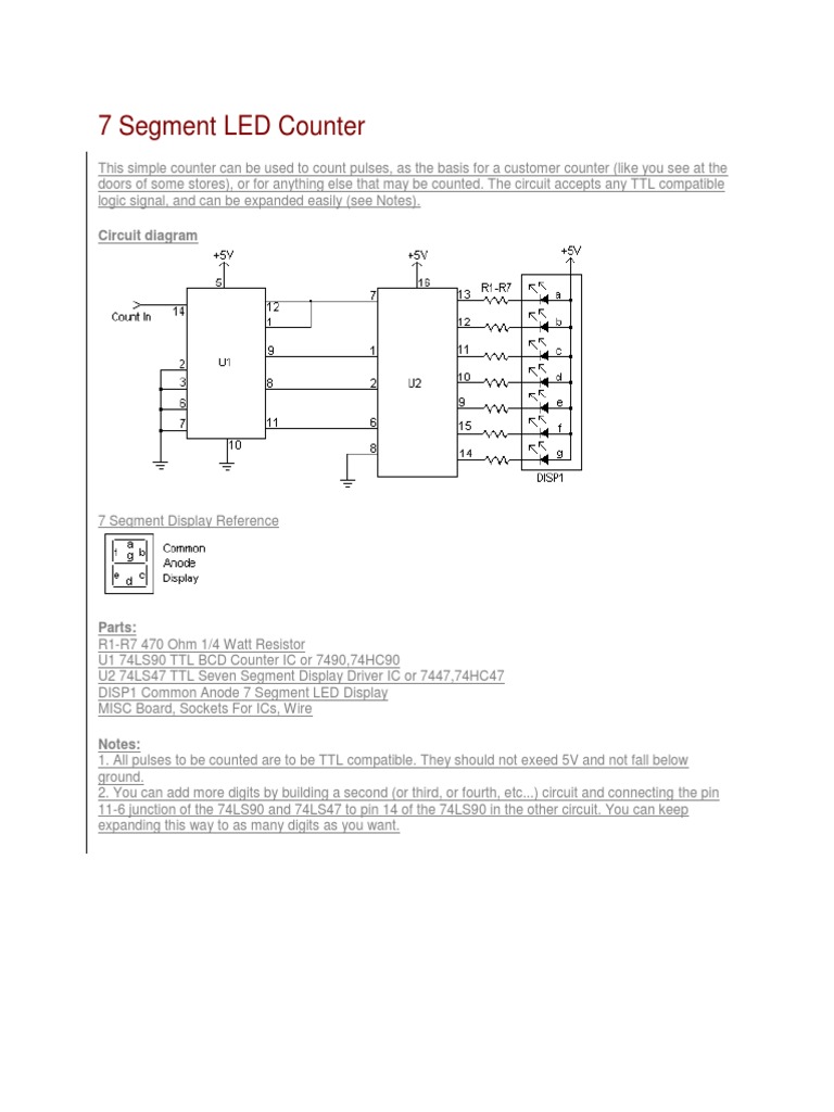 7 Segment LED Counter | PDF | Electricity | Computer Engineering